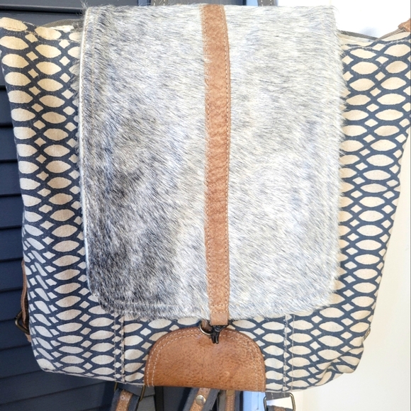 Myra Bag | Bags | Myra Bag Gray And Brown Textured Backpack With ...